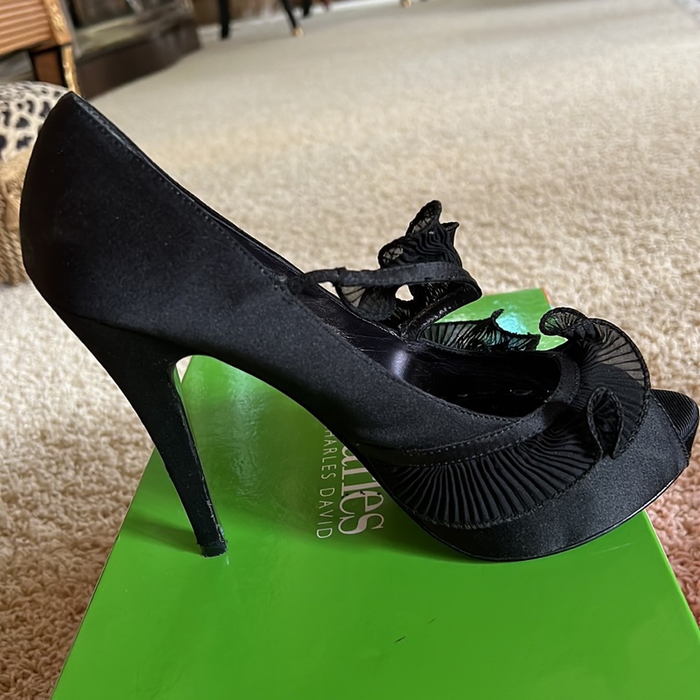 Charles David Black Satin Pumps - Gem